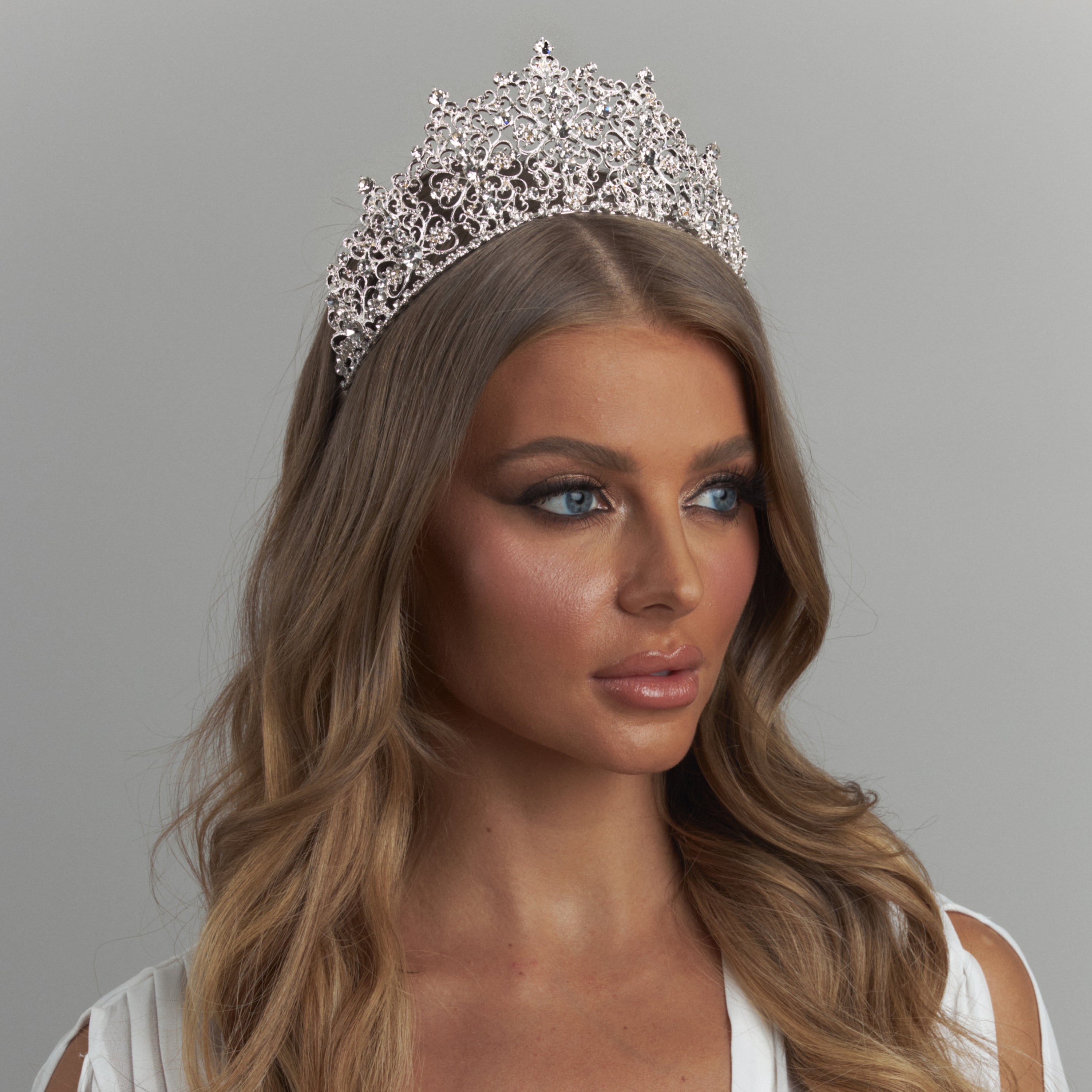 Alexis Crystal Bridal Crown - Roman & French